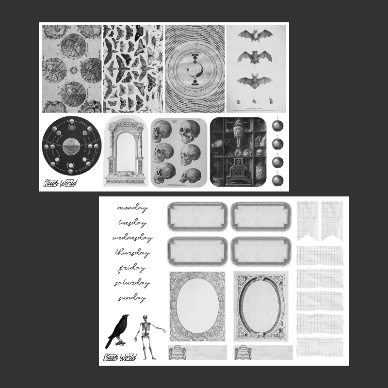 Dark Academia Gothic Journal Sticker Kit | Stash World Australia