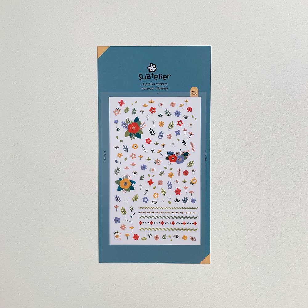 1070: Flowery - Sticker Sheet (Nail Stickers) – Stash World