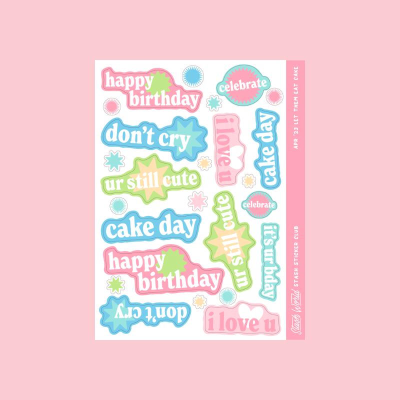 Birthday Banter Sticker Sheet - Stash Sticker Club | Stash World Australia