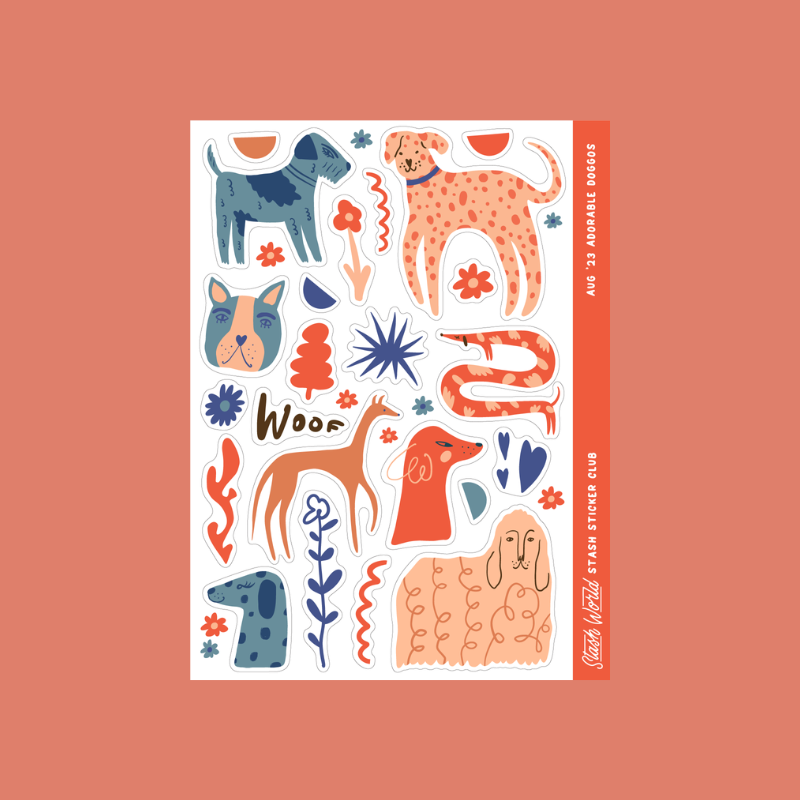 Colourful Canines Sticker Sheet - Stash Sticker Club | Stash World ...