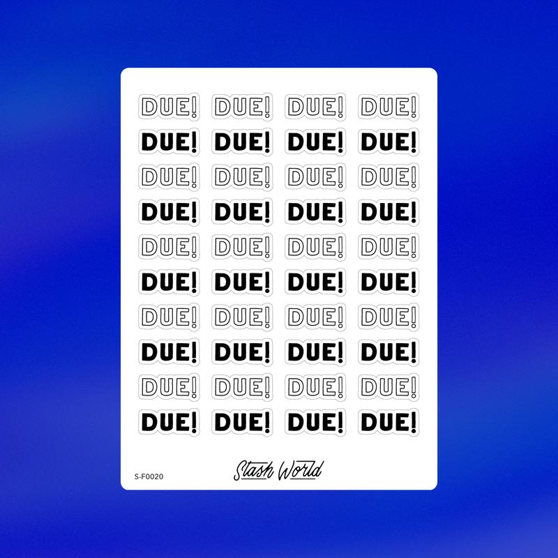 Due! Sticker Sheet - Planner Stickers | Stash World Australia