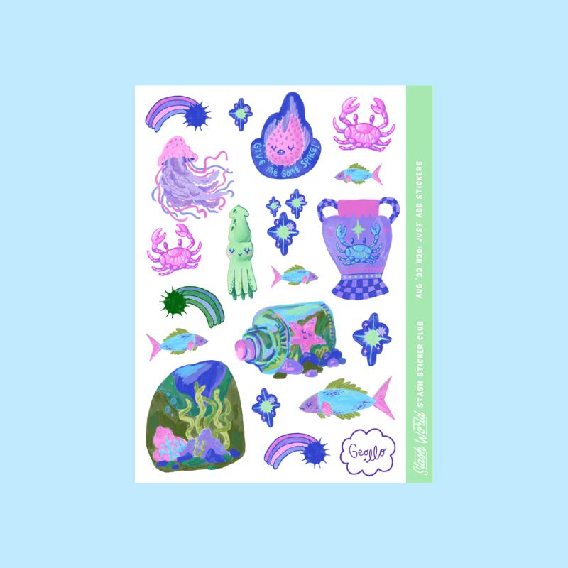Geo Illo H2O Sticker Sheet - Stash Sticker Club | Stash World Australia
