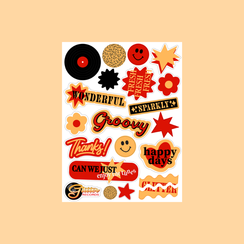 Glitter Records Sticker Sheet | Stash World Australia
