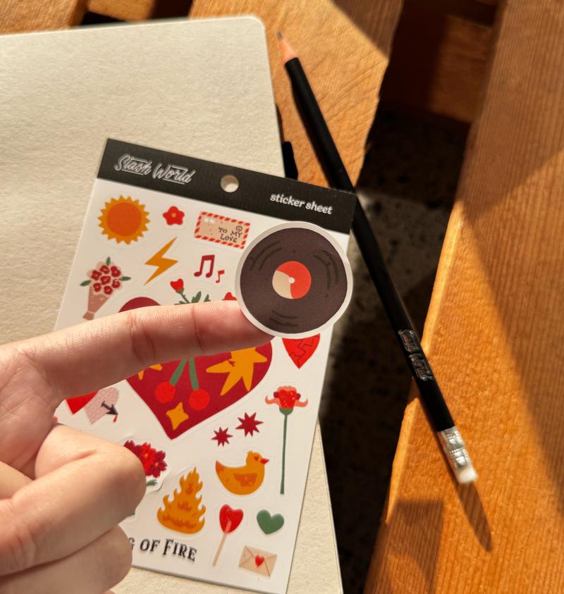 Ring of Fire Retro Music Journaling Sticker Sheet | Stash World Australia