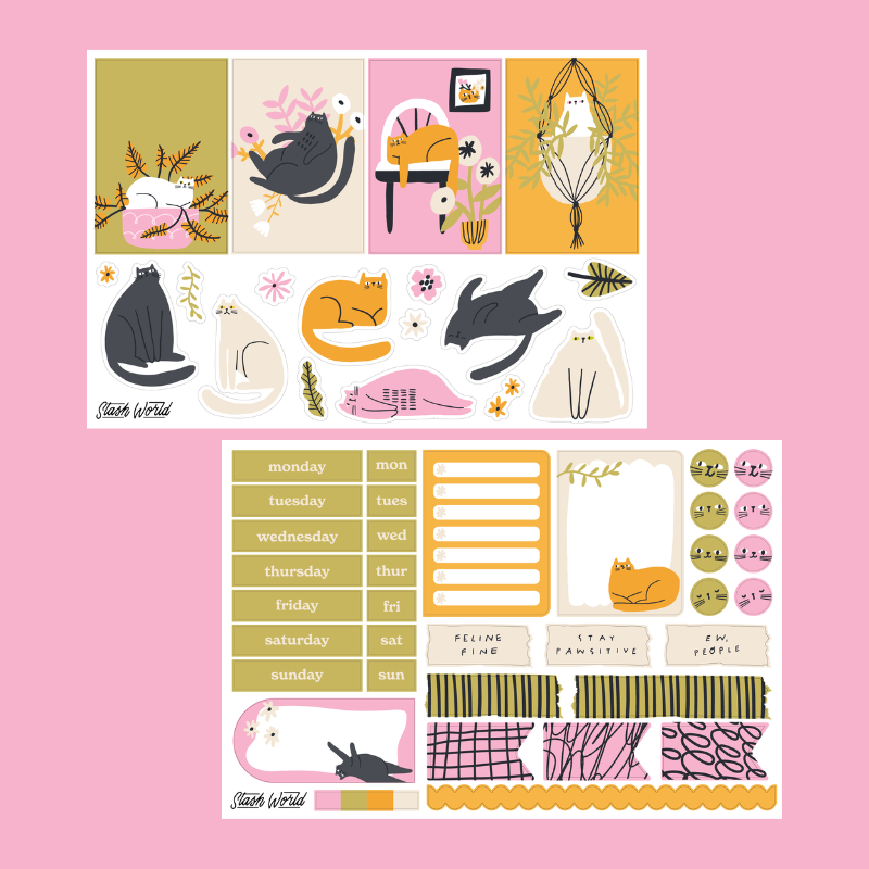 Curious Cats Planner Sticker Kit - Stash Sticker Club | Stash World ...