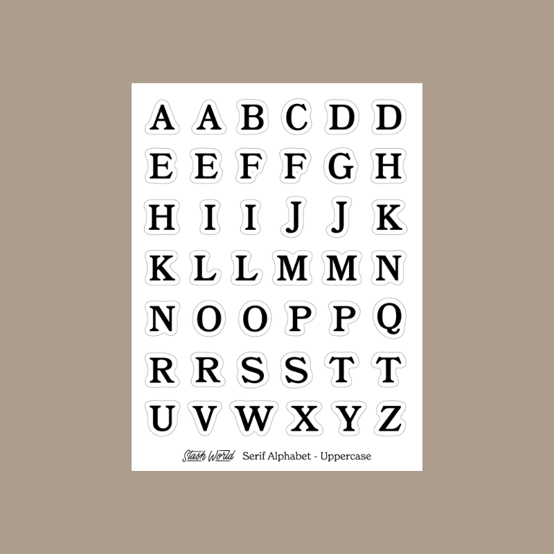 Serif Alphabet Capitals - Sticker Sheet – Stash World