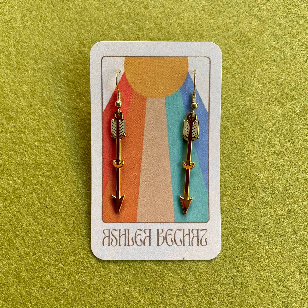 Gold Moon Arrows - Enamel Earrings – Stash World