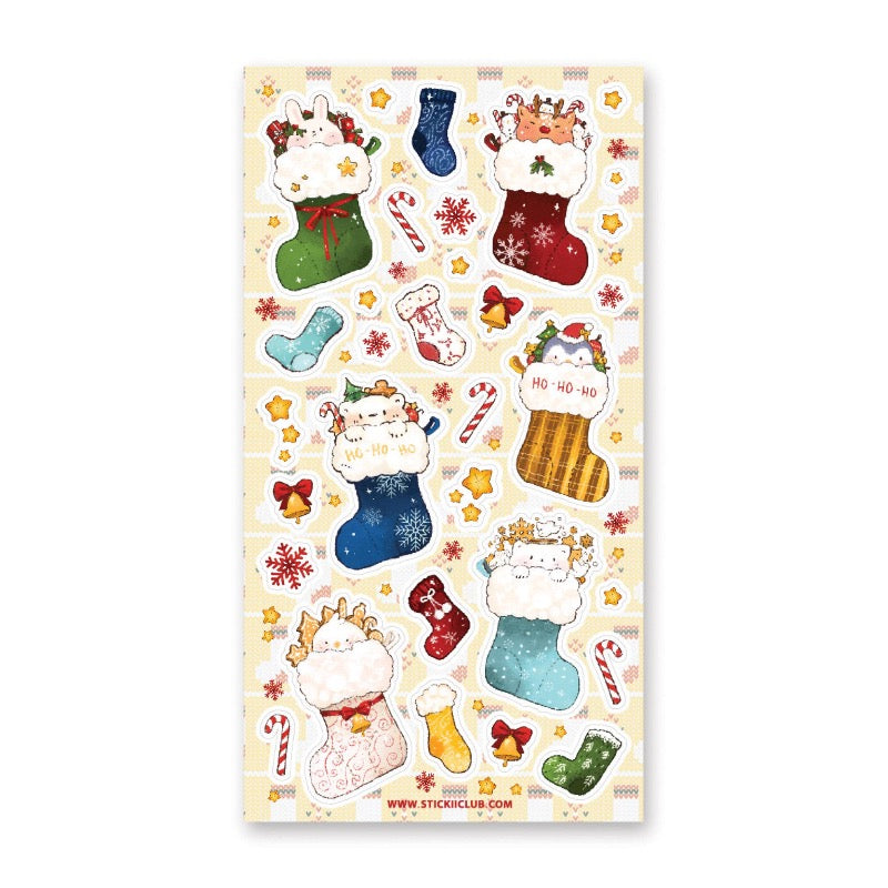 Kawaii Christmas Stockings Sticker Sheet – Stash World