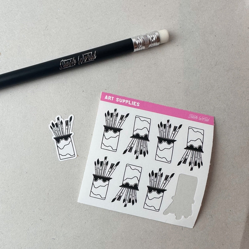Mini Art Supplies Sticker Sheet | Stash World Australia
